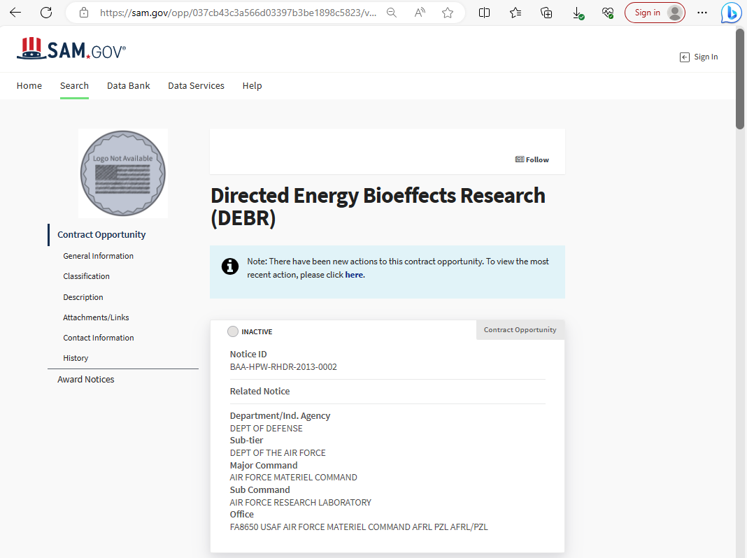Directed Energy Bioeffects Research | The BAA-HPW-RHDR-2013-0002 ...
