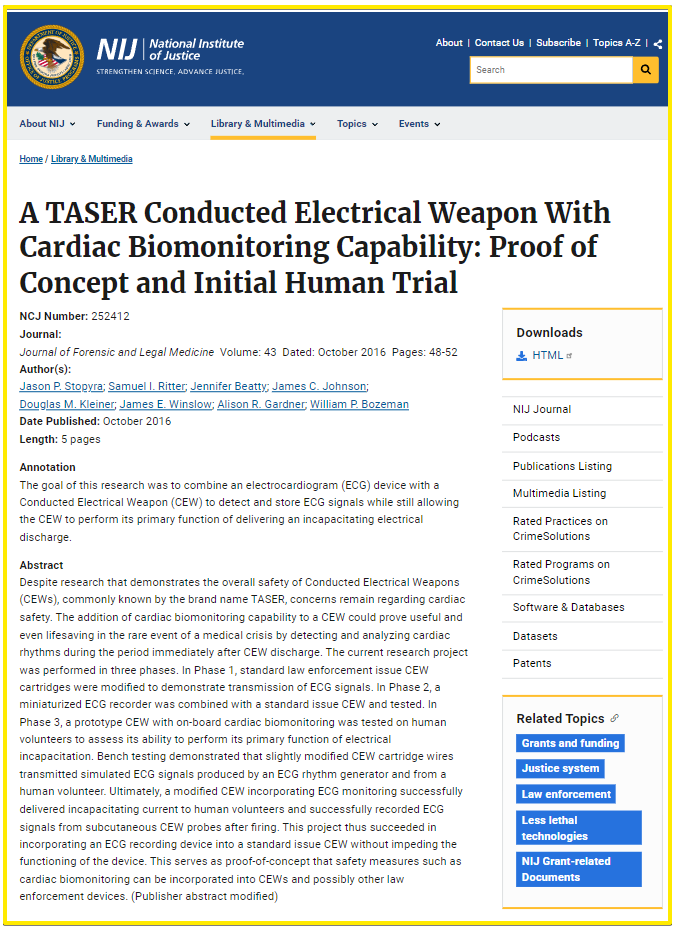 NIJ-DeadlyWeapons-1-A TASER Conducted Electrical Weapon With | The ...